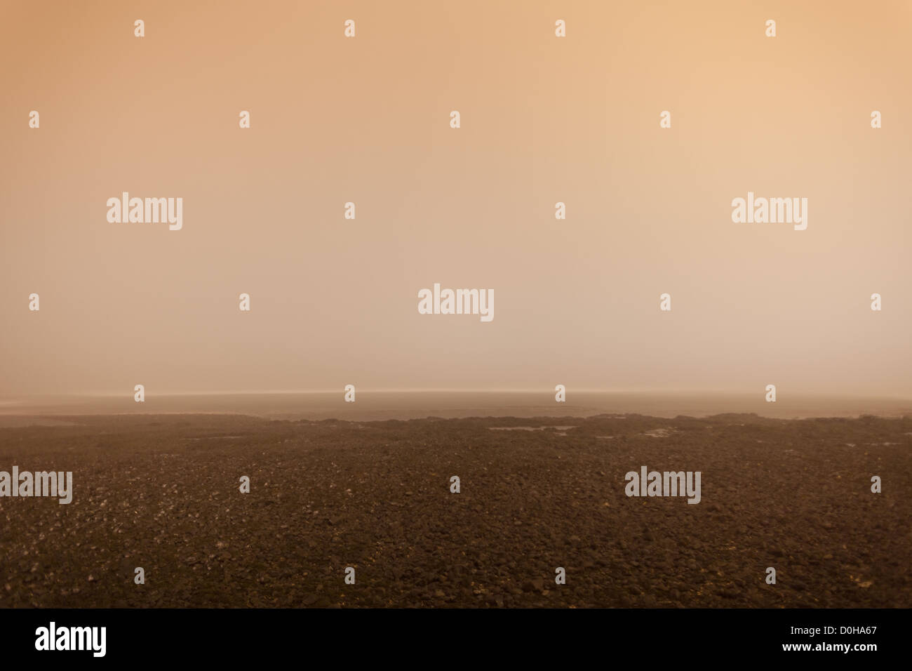 Mars like landscape. Mist and fog, beach on the Reykjanes Peninsula ...