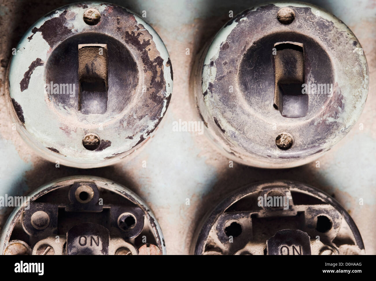 Close-up of old lightswitches Stock Photo - Alamy