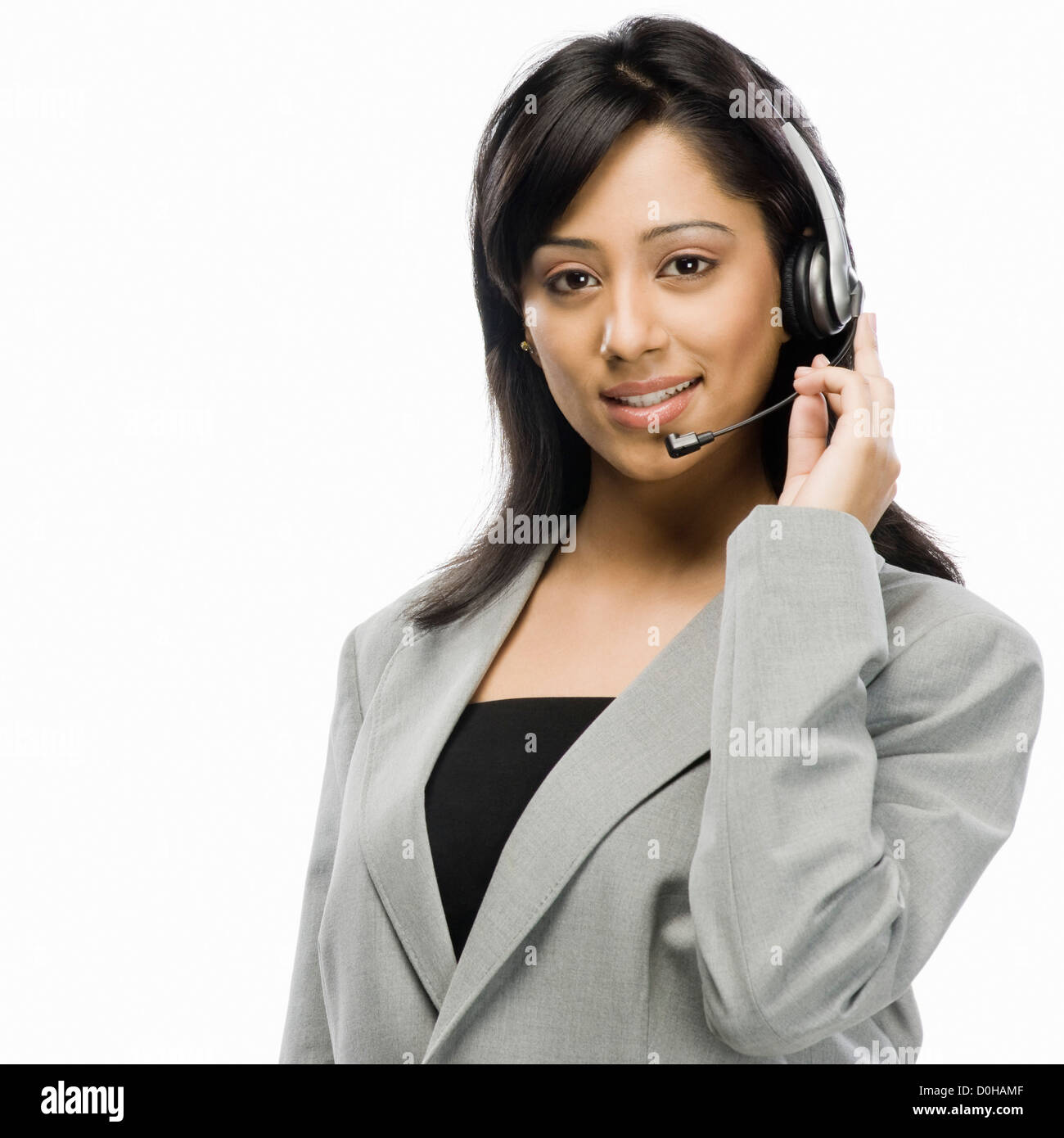Portrait of a female customer service representative smiling Stock ...