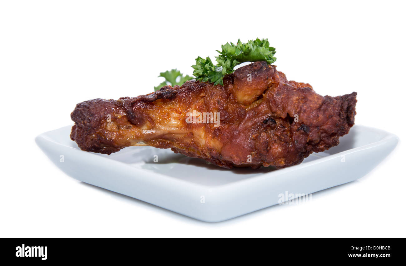 Plate with Chicken Pieces isolated on white Stock Photo - Alamy