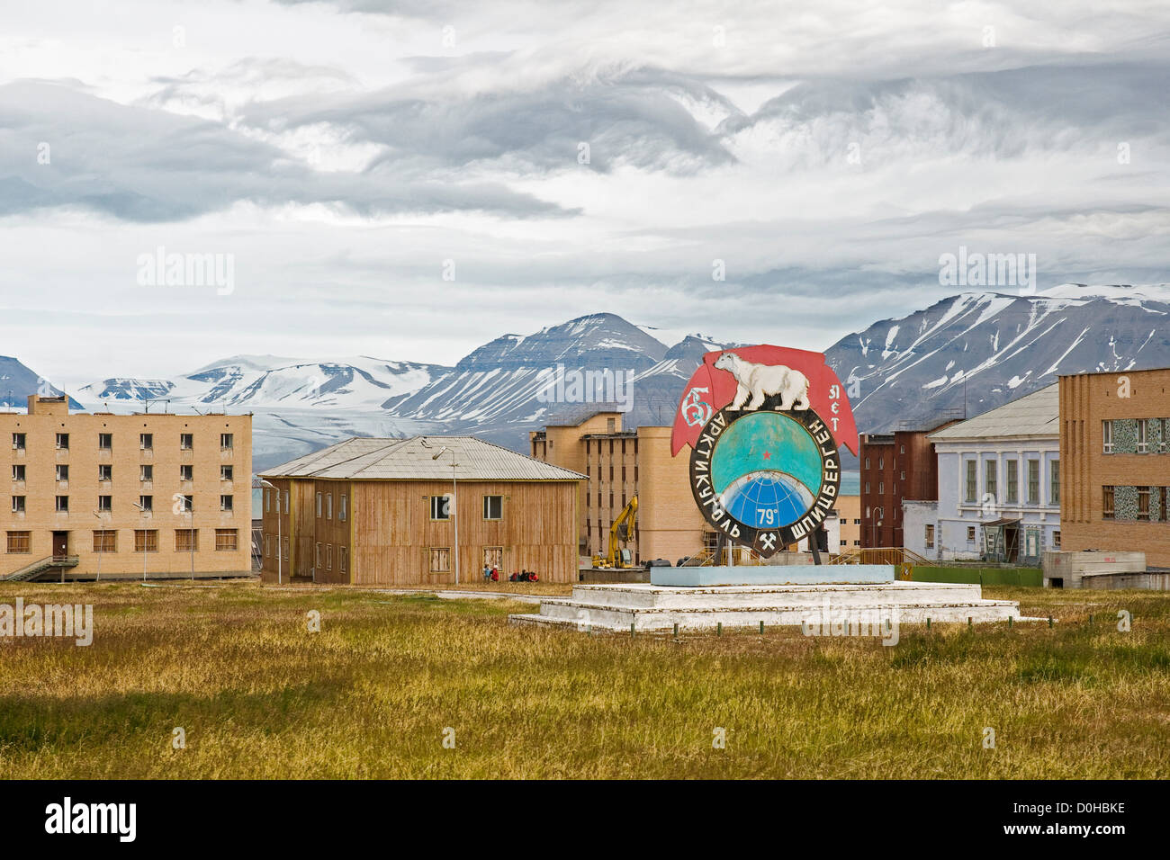 Main street wooden Siberian-style barracks Pyramiden - former Russian ...