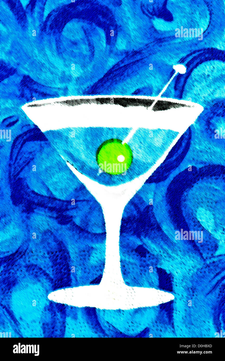 Blue illustration of a cocktail drink Stock Photo - Alamy