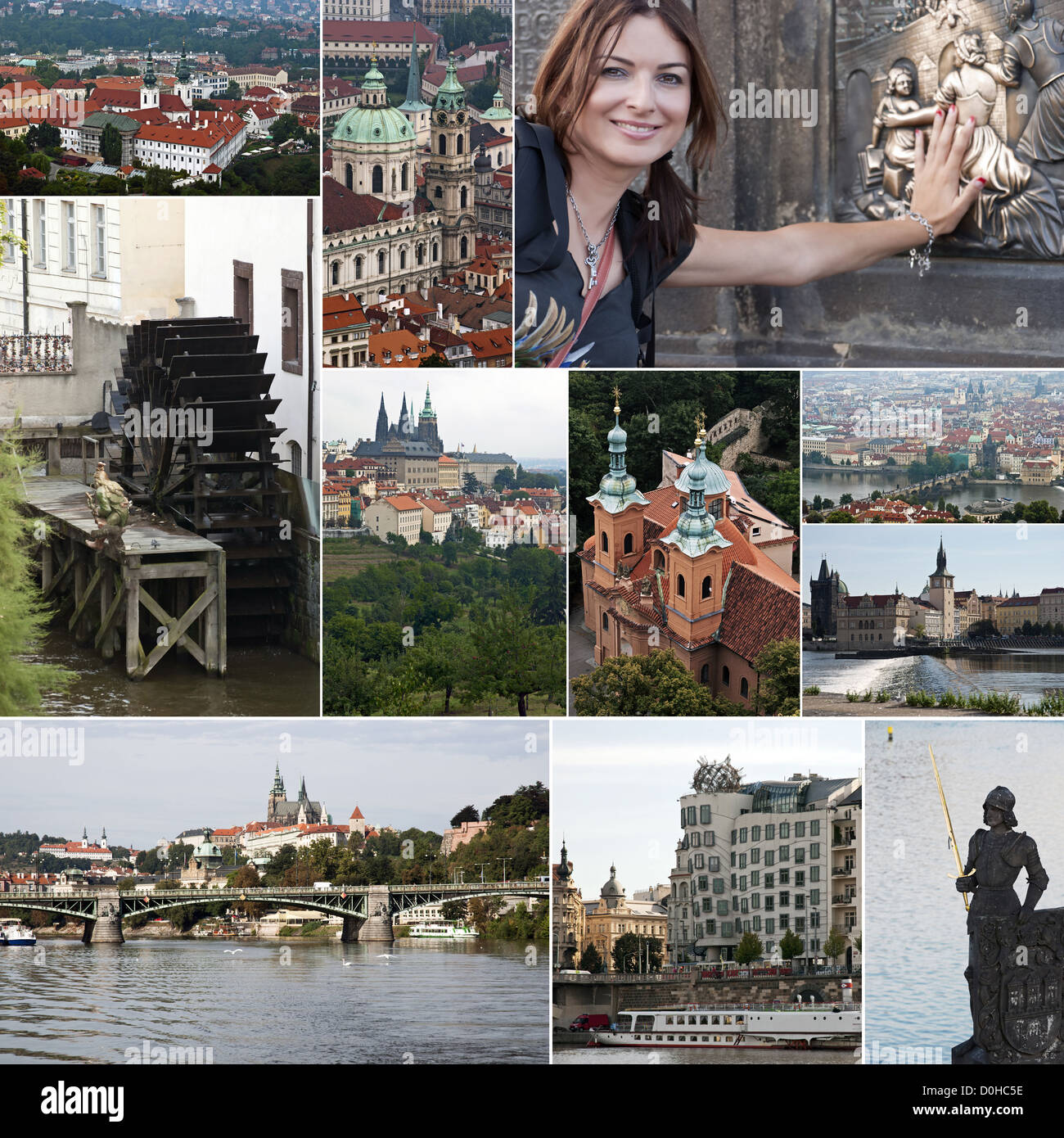 Collage of historic buildings and landmarks in Prague Stock Photo - Alamy