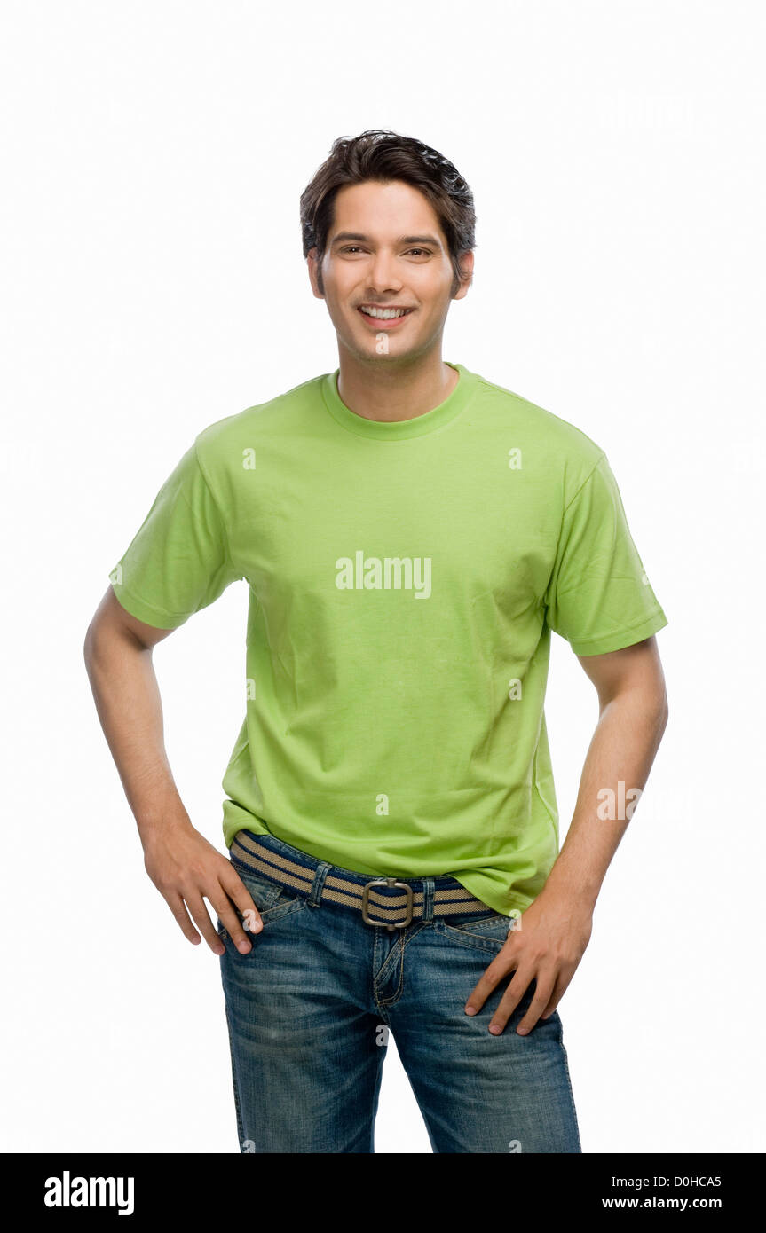 Portrait of a young male fashion model smiling Stock Photo - Alamy