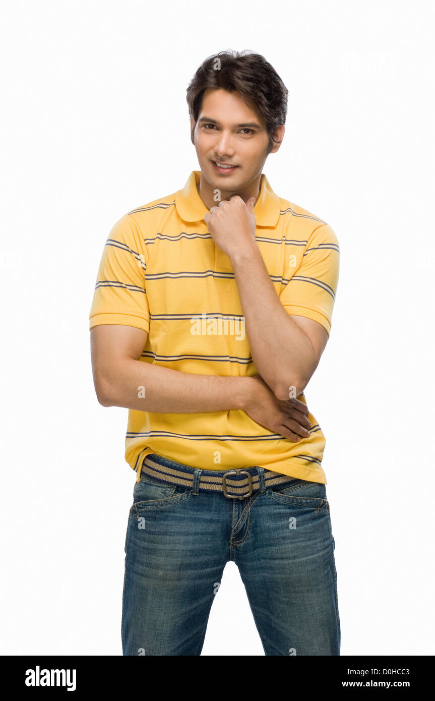 Portrait of a young male fashion model posing Stock Photo - Alamy