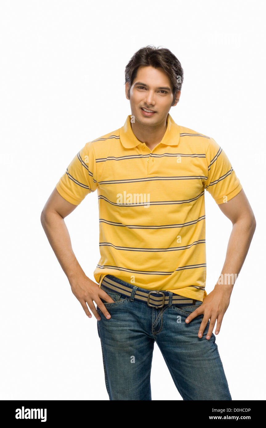 Portrait of a young male fashion model smiling Stock Photo - Alamy