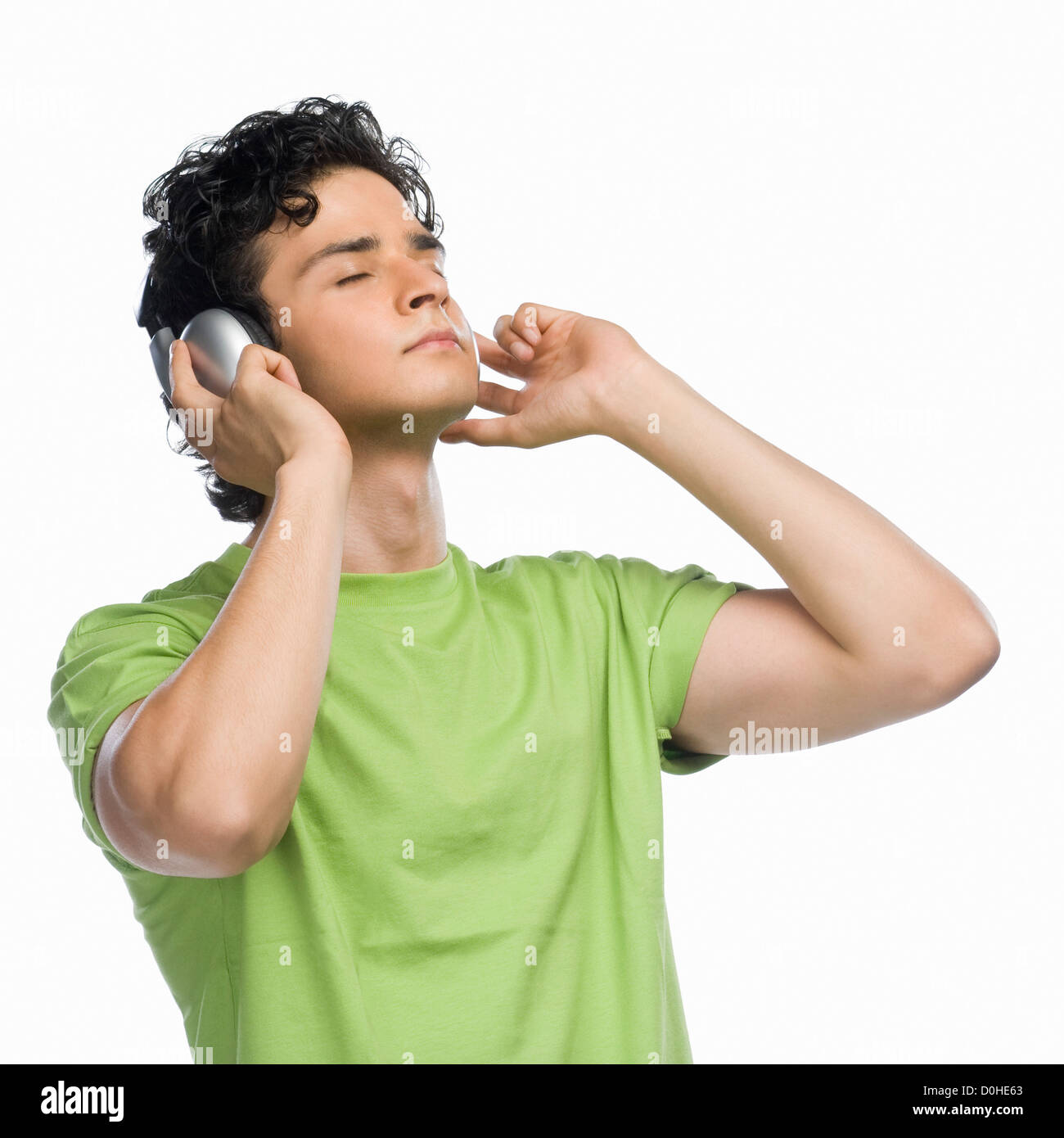 Man listening to music Stock Photo - Alamy