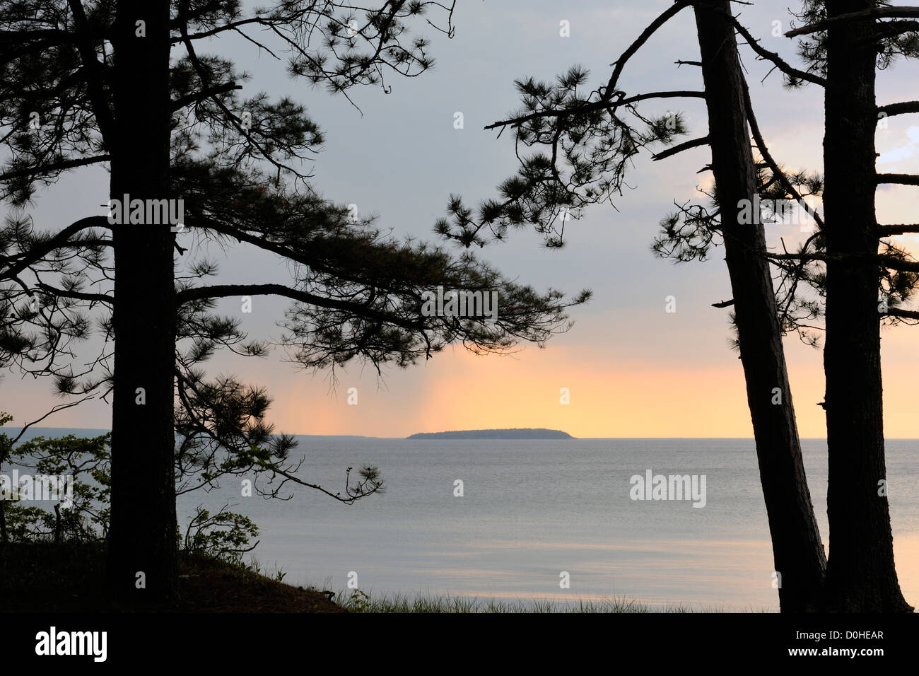 Thunderstorm over Au Train Island in Au Train Bay, Au Train, Alger ...