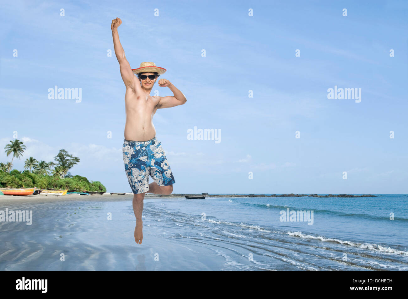 Man jumping on the beach Stock Photo - Alamy