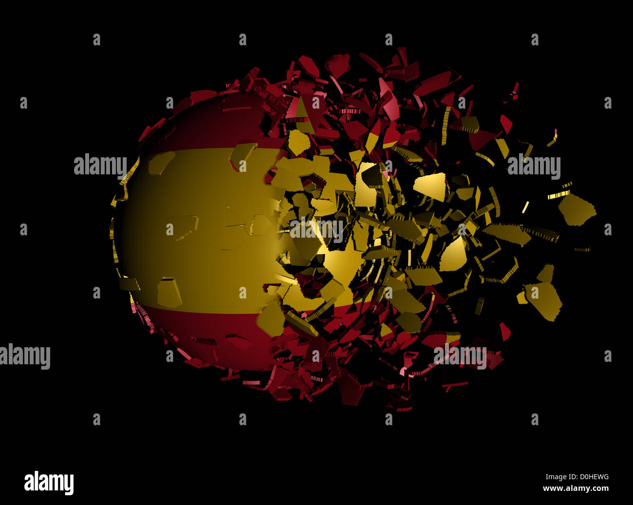 Spain flag sphere breaking apart illustration Stock Photo - Alamy