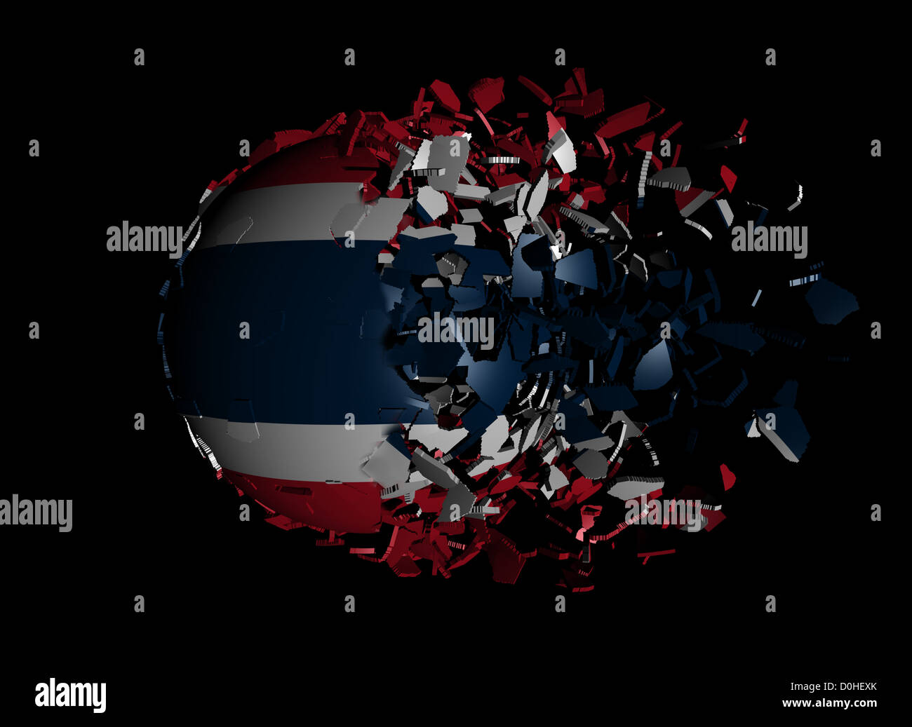 Thailand flag sphere breaking apart illustration Stock Photo - Alamy