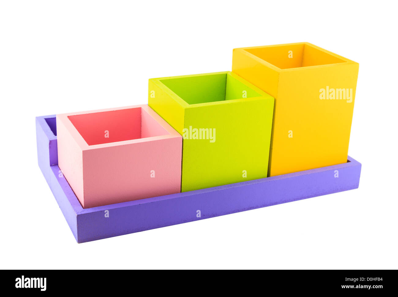 Colorful wood boxes isolated on white background Stock Photo - Alamy