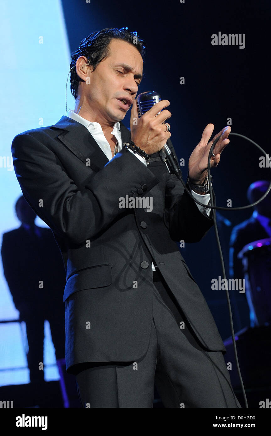 Marc Anthony performs live at the American Airlines Arena Miami ...