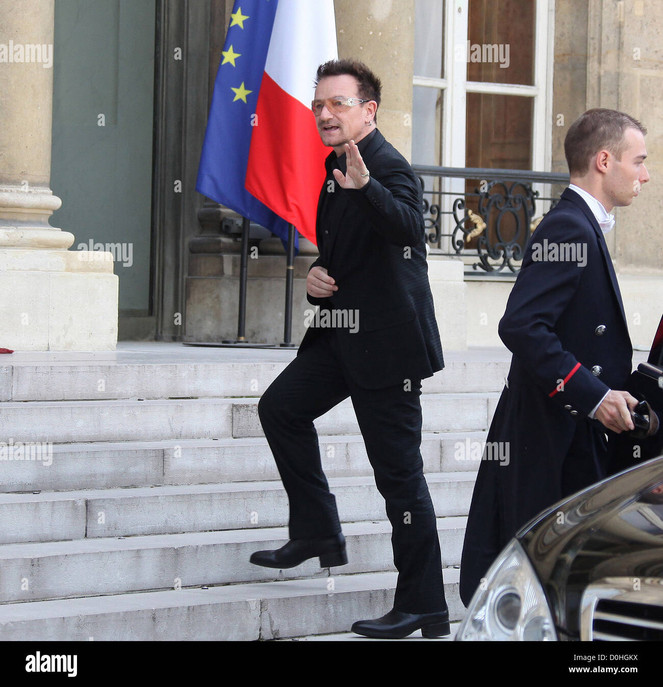Bono Bono Lead singer of Irish rock band U2 arriving to meet French ...