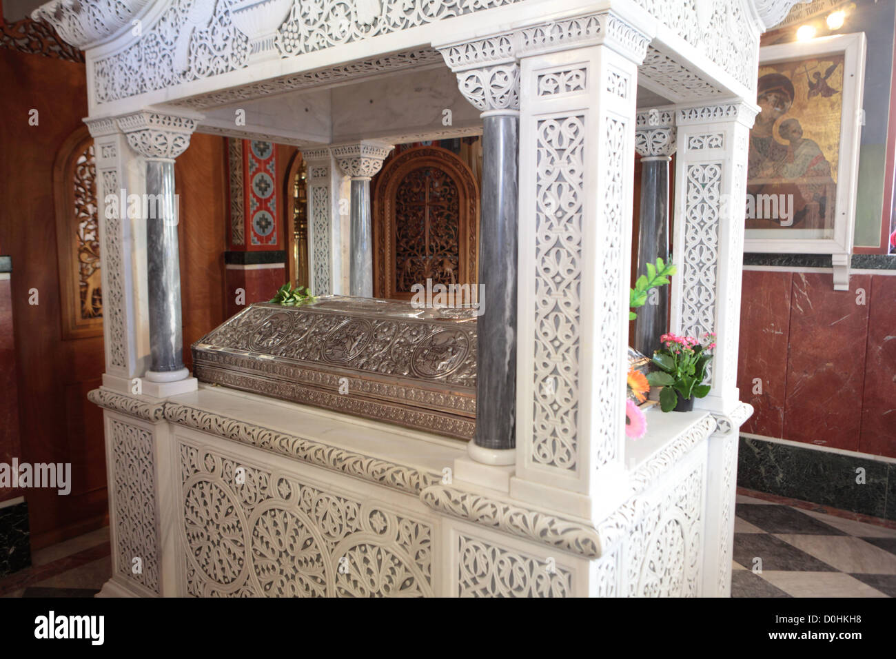 The casket and shrine of Ag Nektarios of Aegina, in the church built in ...