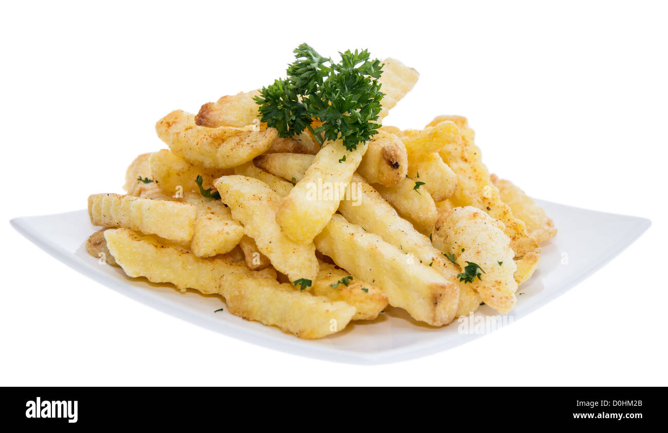 Portion of French Fries on white background Stock Photo - Alamy