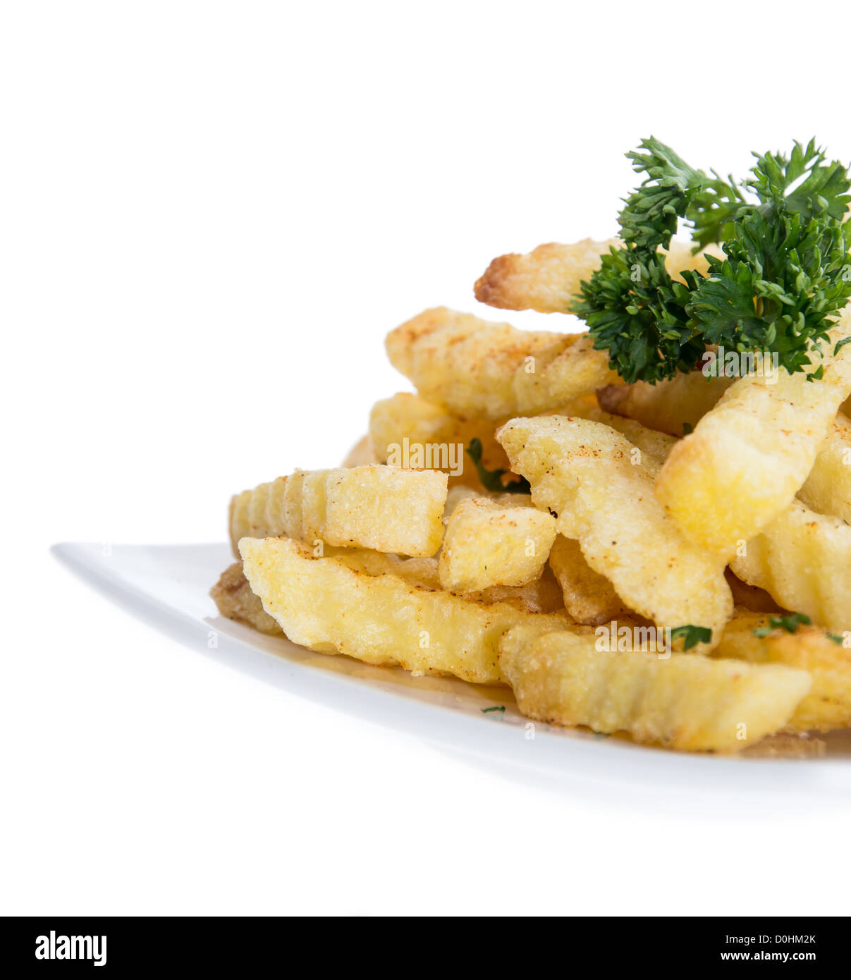 Plate with french fries isolated on white Stock Photo - Alamy