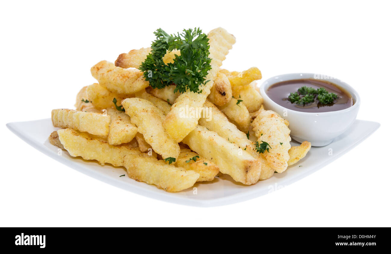 Portion of French Fries on white background Stock Photo - Alamy