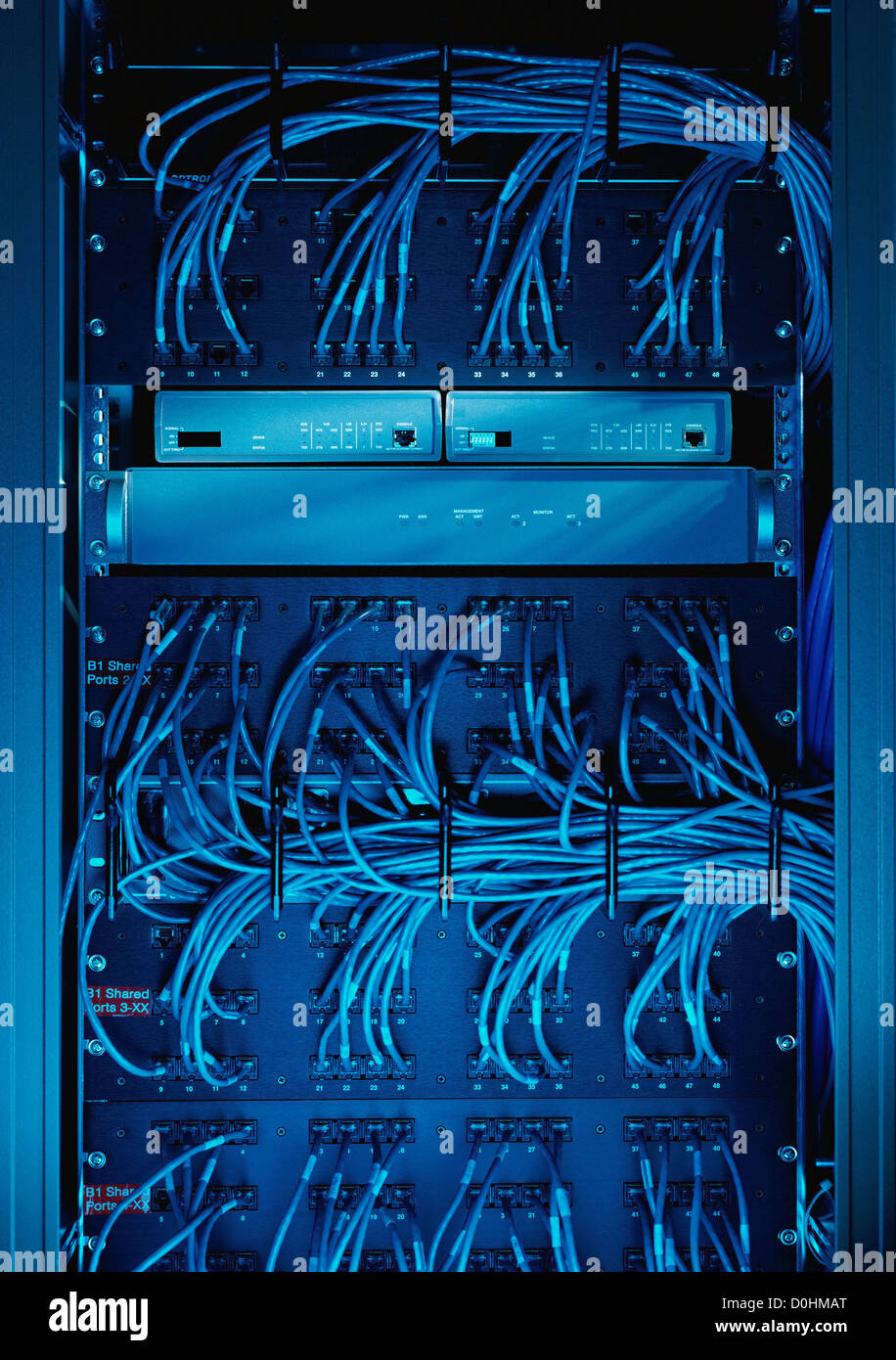 Photo Illustration of Network Routers and Hub Rack Stock Photo - Alamy