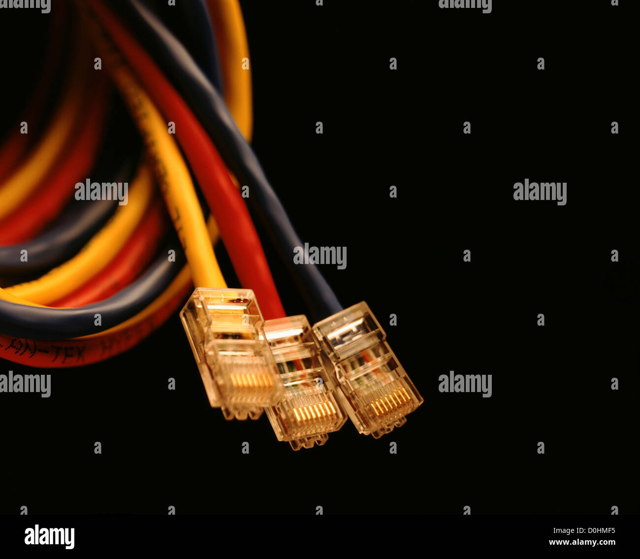 Detail of Three Ethernet Cables Stock Photo - Alamy