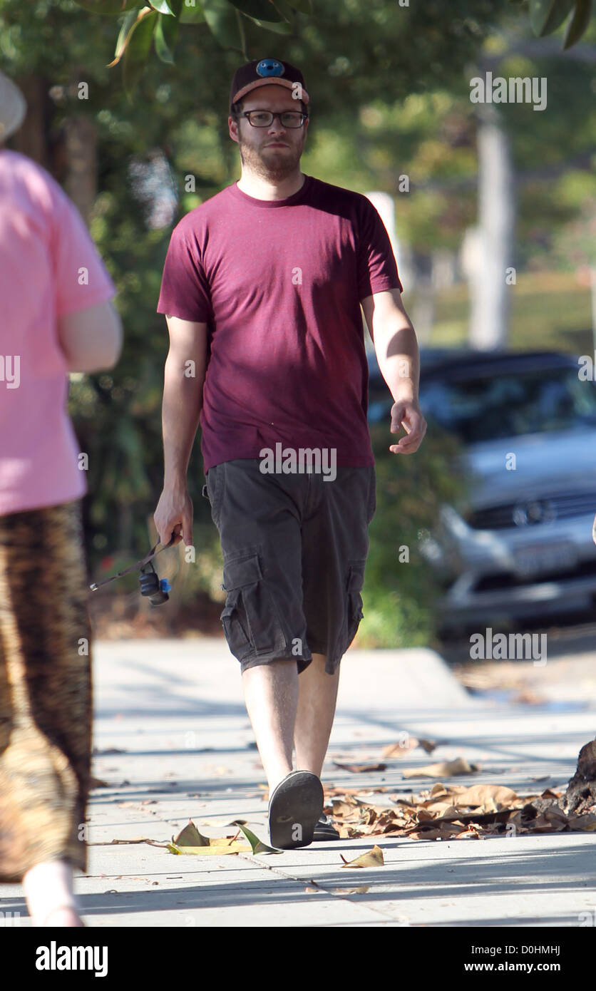 Seth Rogen takes his dog for a walk in West Hollywood Los Angeles ...