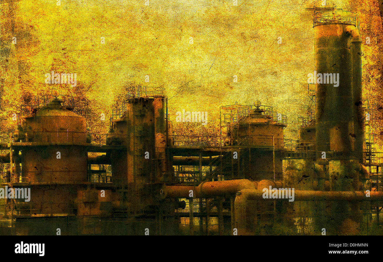 Photo Illustration of an Abandoned Refinery Stock Photo - Alamy