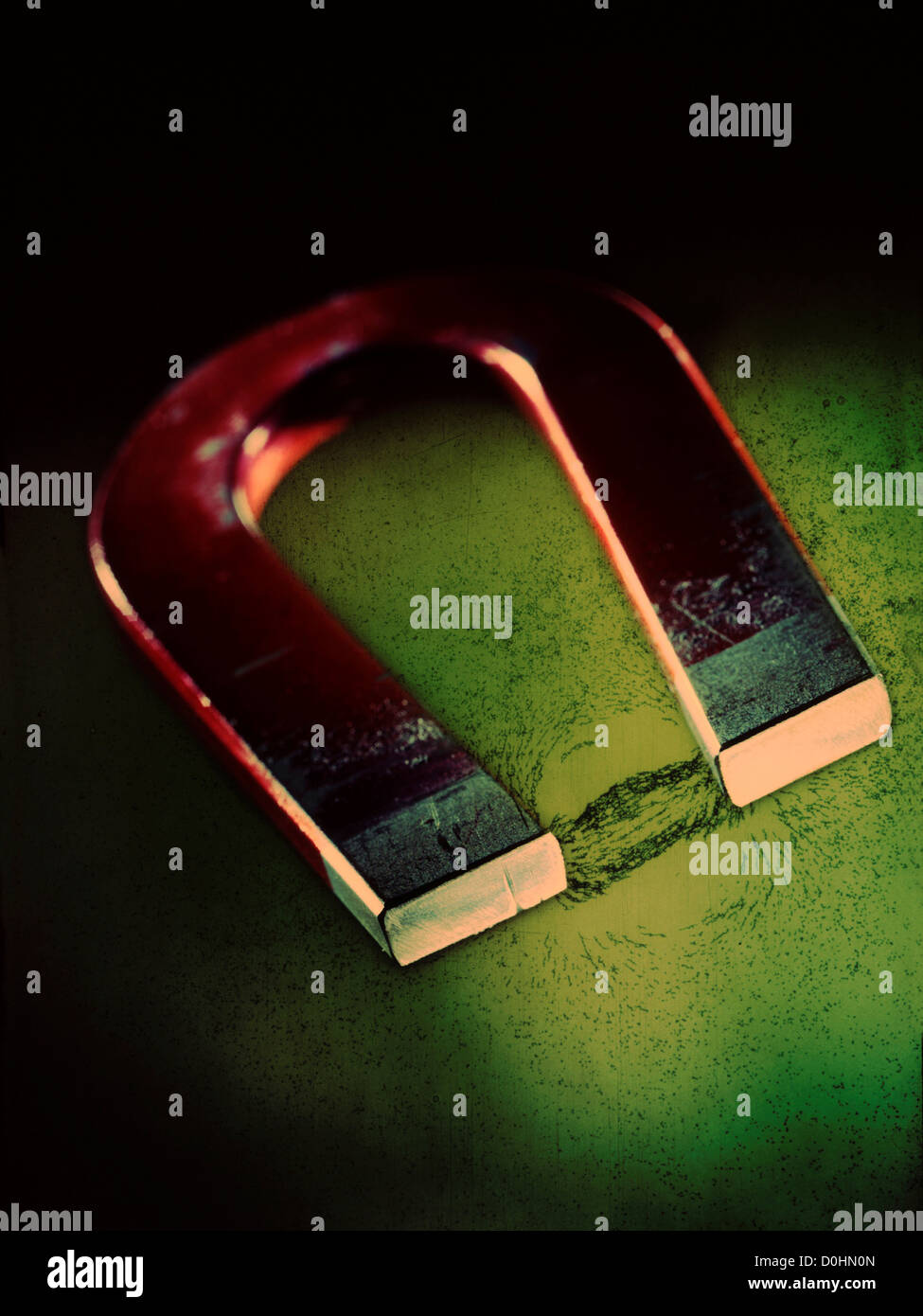 Photo Illustration of Horseshoe Magnet Attracting Metal Shards Stock ...