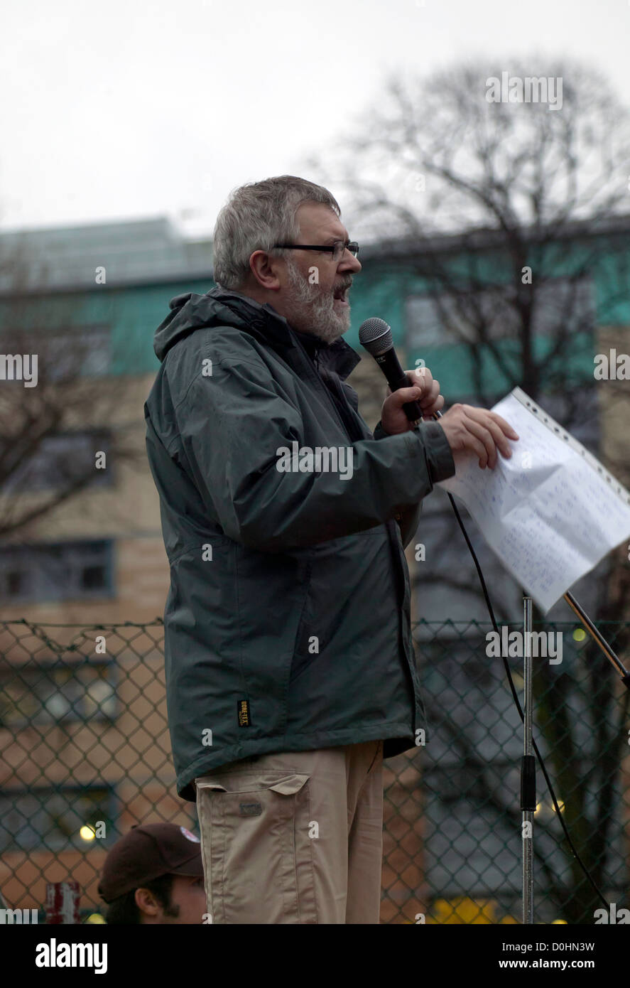 Sir Steve Bullock, addressing a large rally in Ladywell Fields Park, as ...