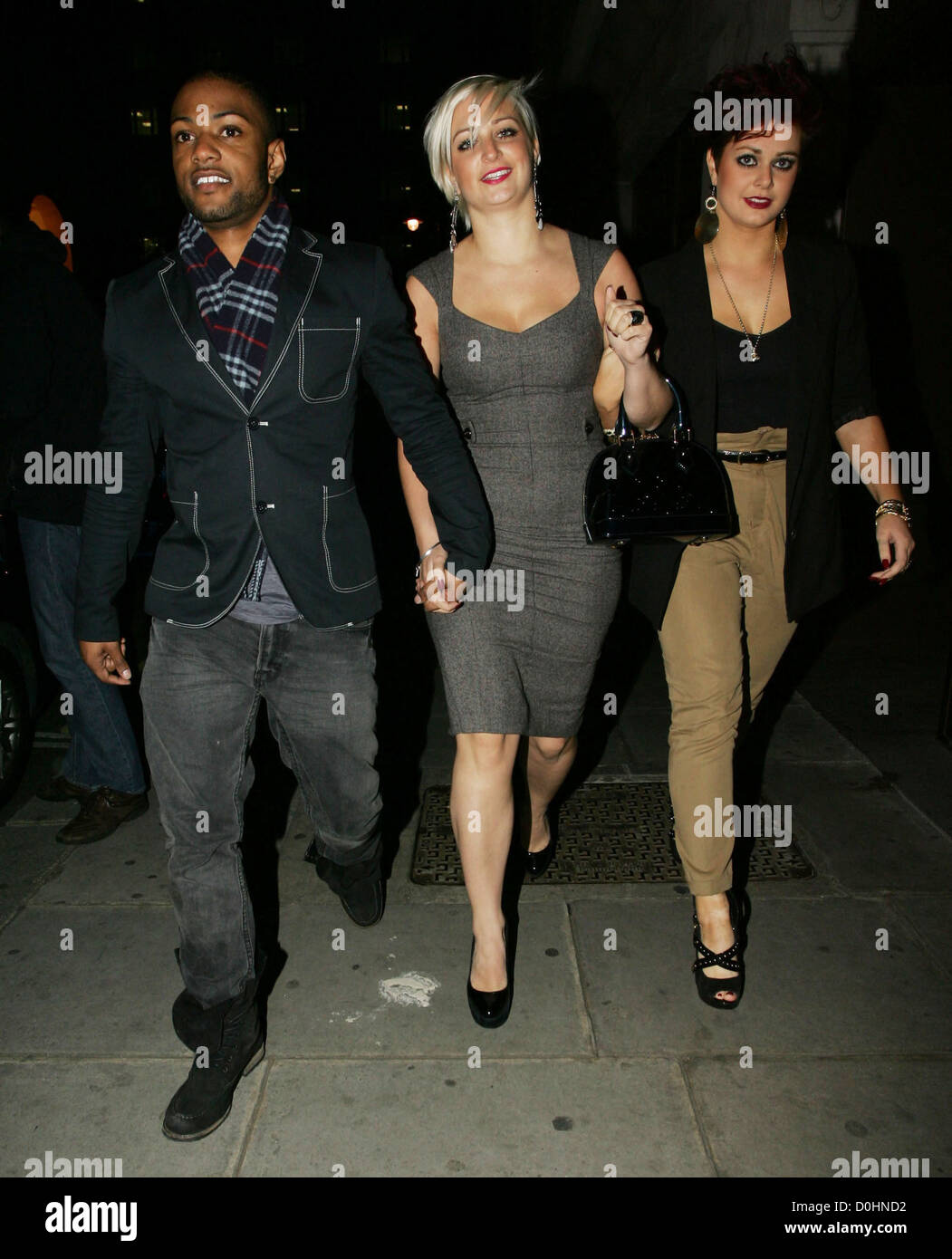 Jonathan 'J.B.' Gill of JLS, his girlfriend and a friend leave Langham ...