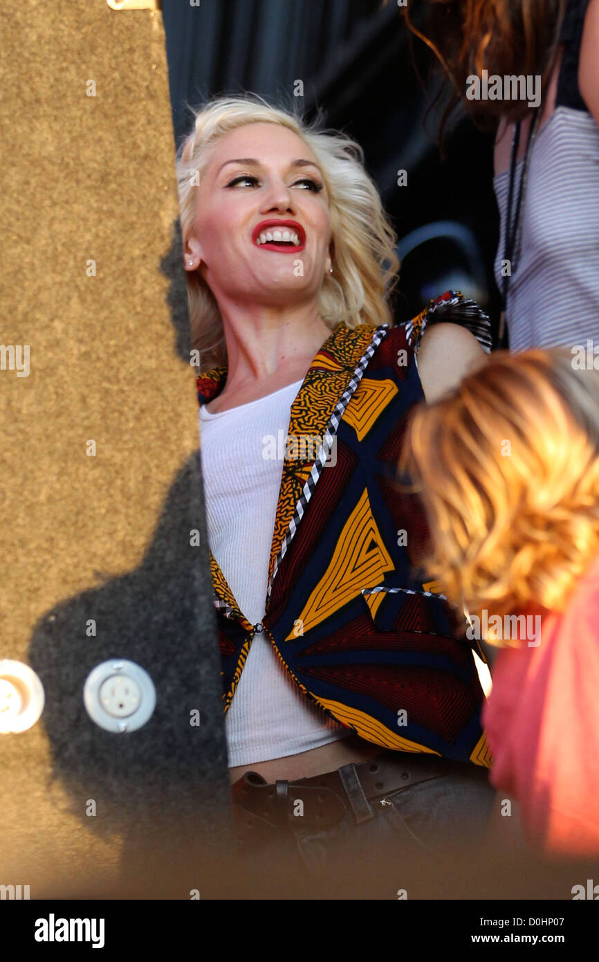 Gwen Stefani watches her husband's band 'Bush' from the side of the ...