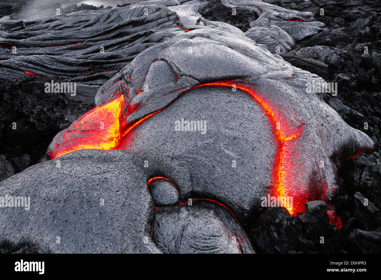 Close Up of Glowing Hot Pahoehoe Lava Formation Stock Photo - Alamy