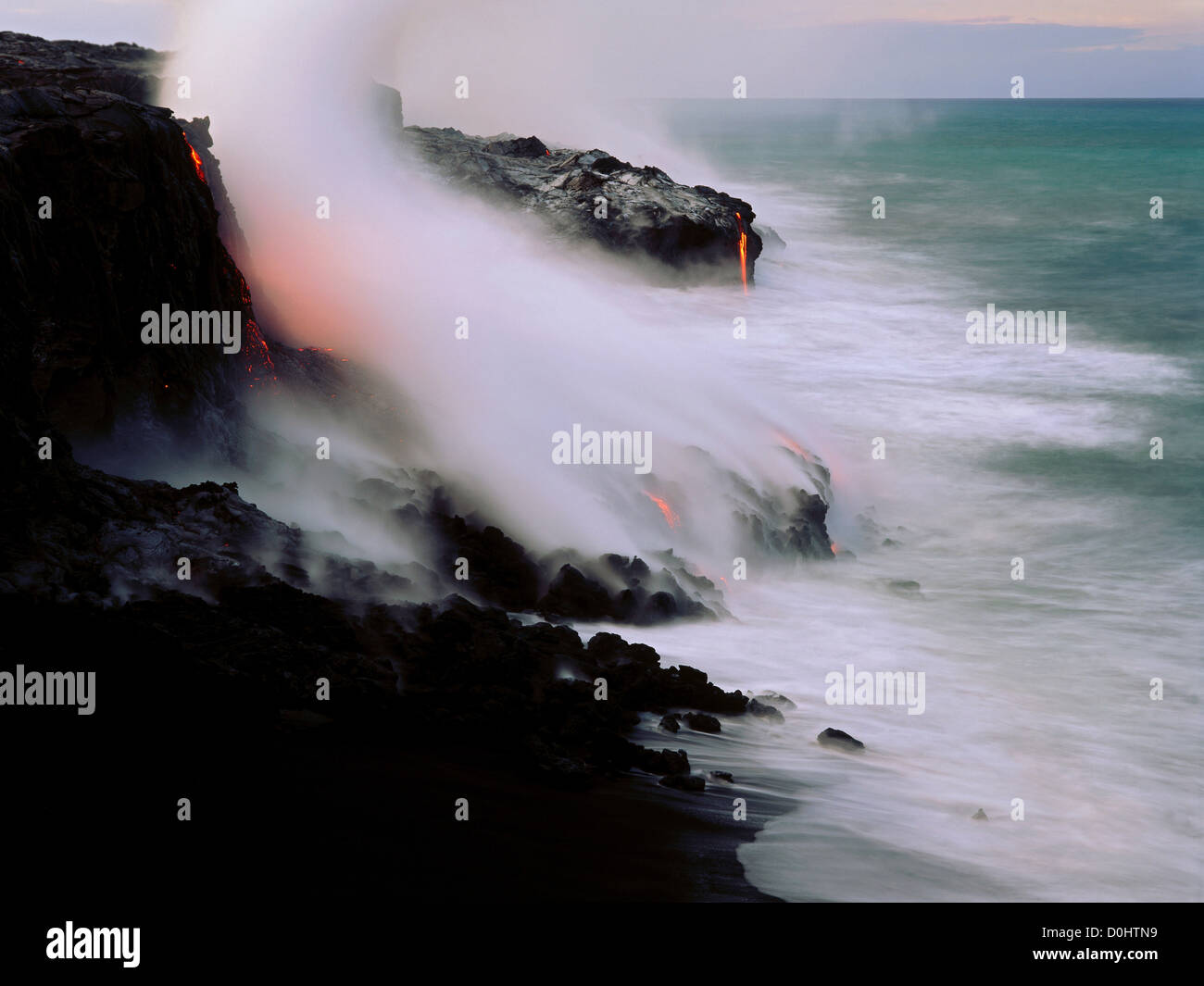 Steam Billows as Lava Enters the Pacific Ocean Stock Photo - Alamy