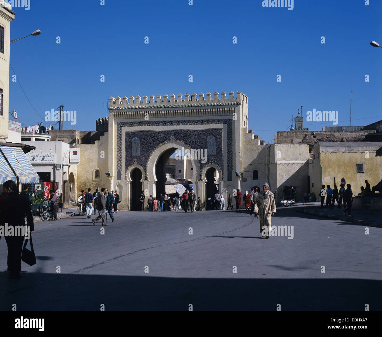 Bab Bou Jeloud, "The Blue Gate" located at Fez, Morocco, North Africa ...