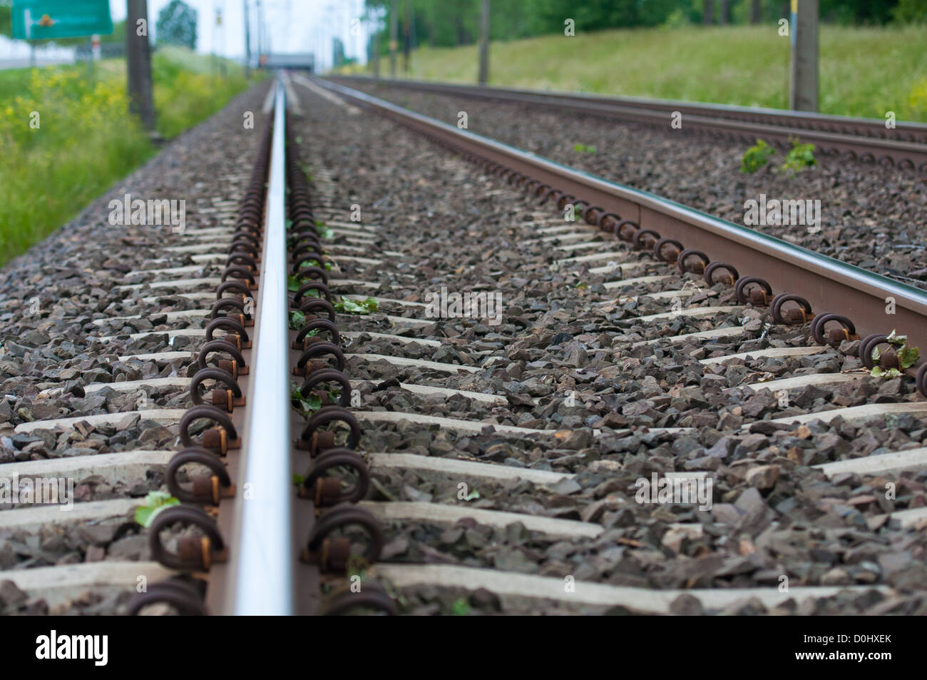 Detail of Railway railroad tracks for trains Stock Photo - Alamy