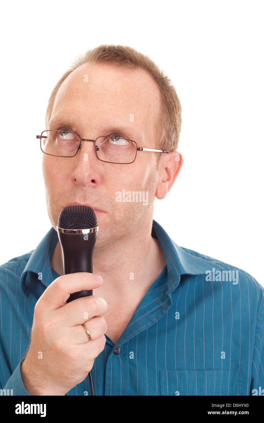 Business person with microphone Stock Photo - Alamy
