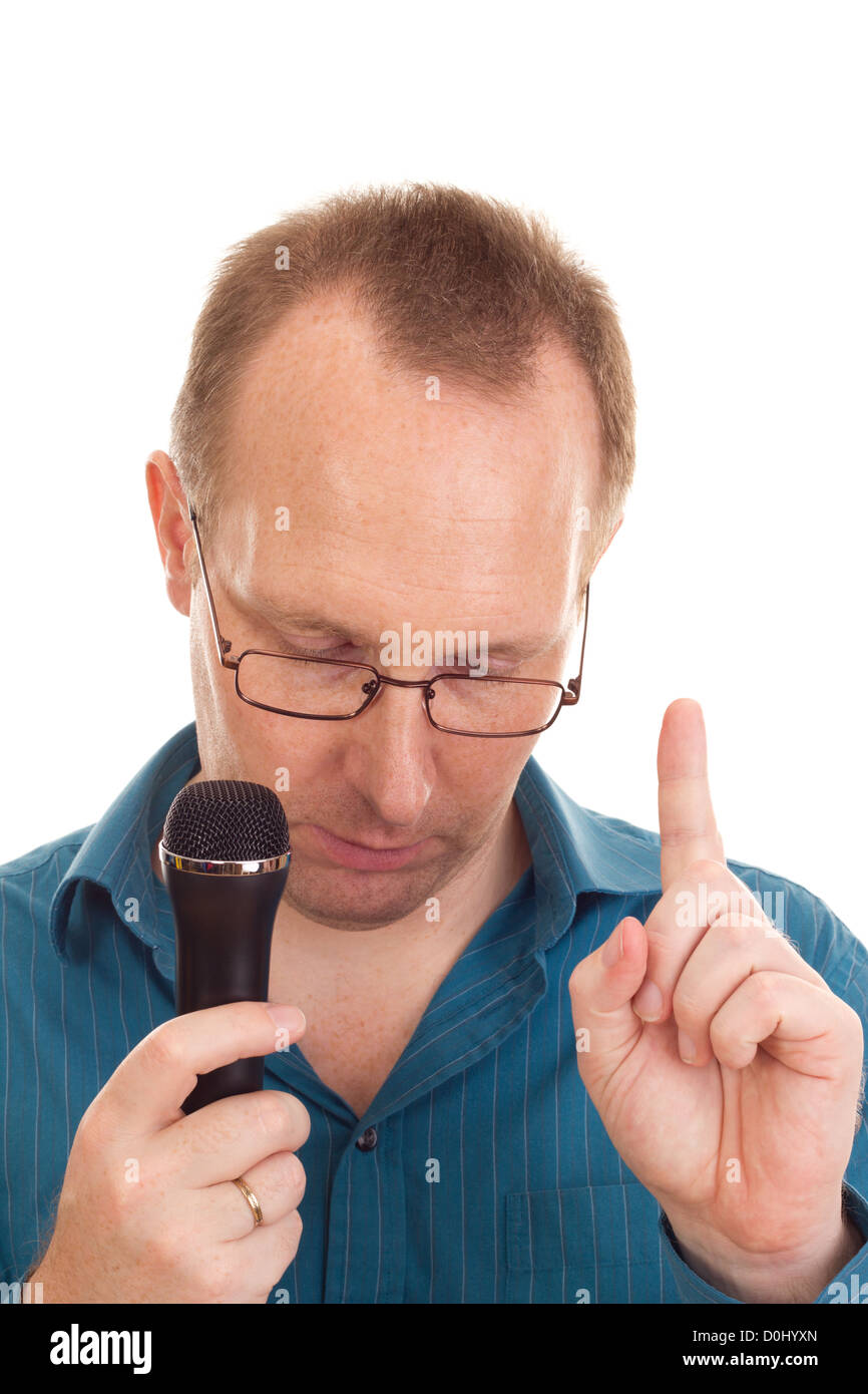 Business person with microphone Stock Photo - Alamy