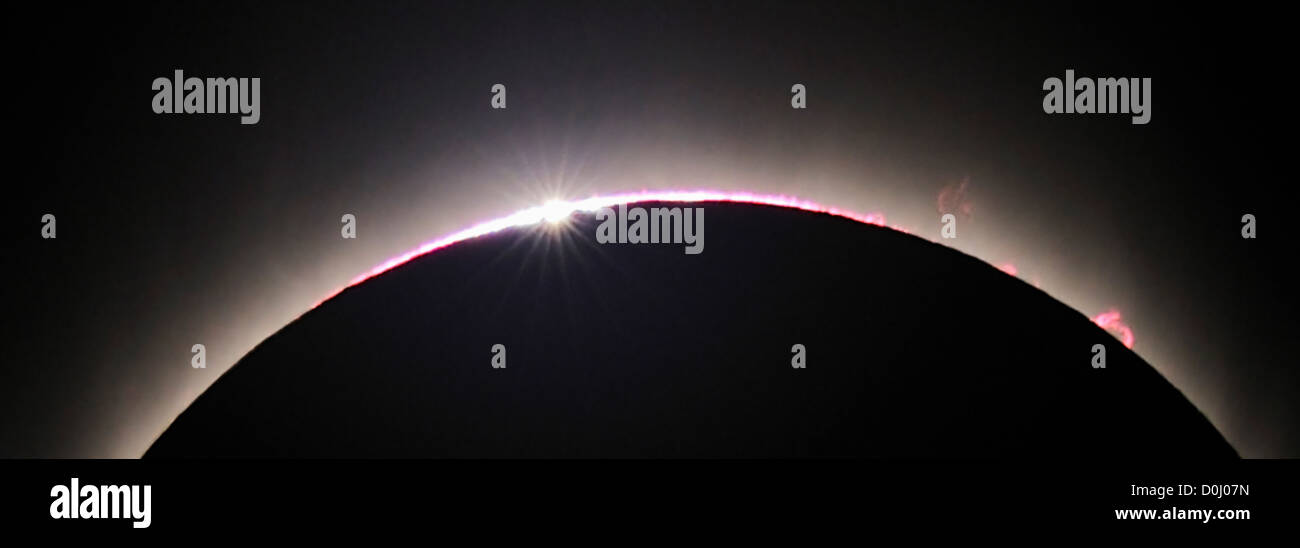 Baily's Beads and Prominences During Solar Eclipse Stock Photo - Alamy