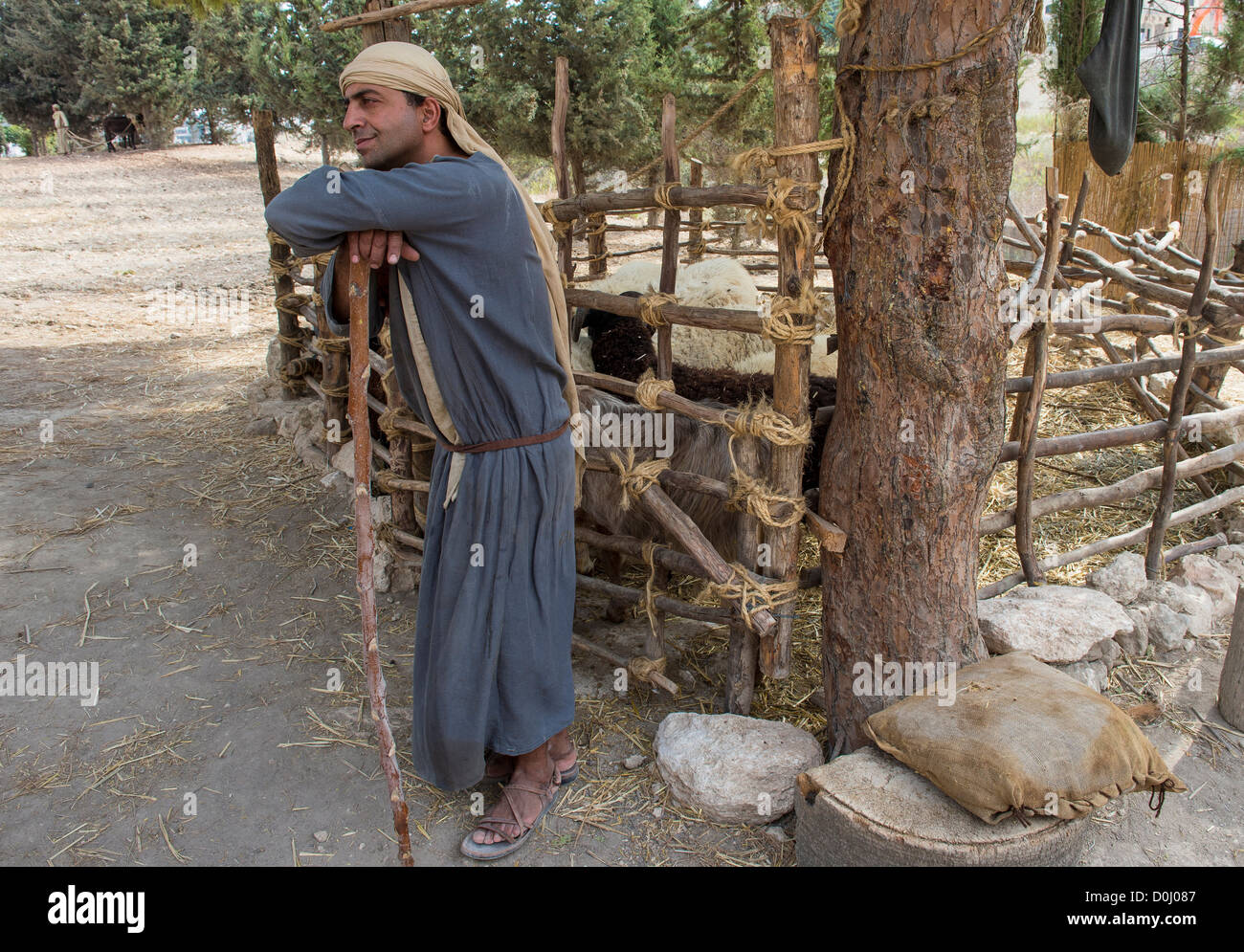 Portrait of Palestinian shepherd with traditional clothing in Nazareth ...