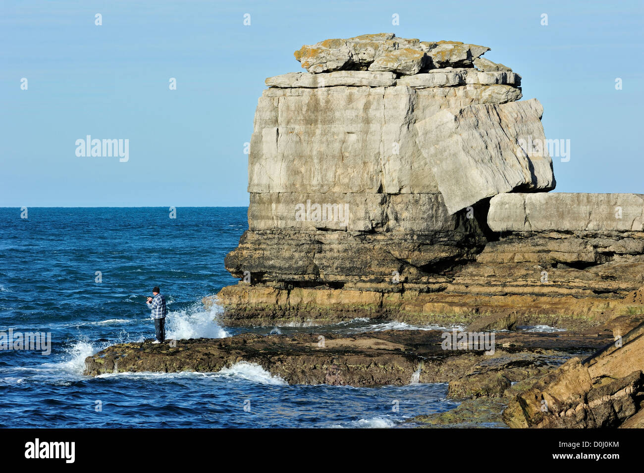 Pulpit Rock, artificial stack of rock on seashore at Portland Bill on ...