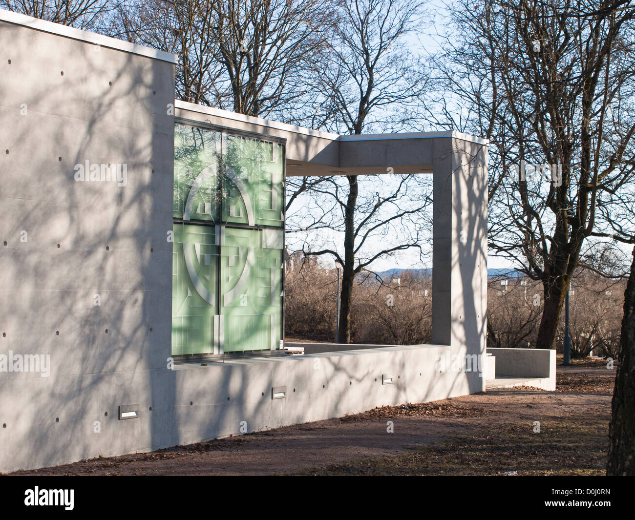 Modern service building constructed from glass and concrete in ...