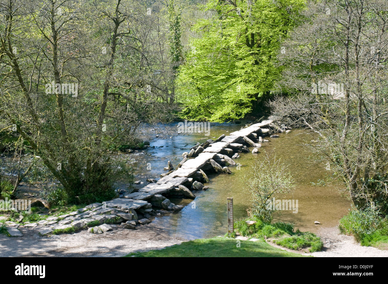 Tarr Steps ancient clapper bridge, Exmoor, Somerset Stock Photo - Alamy