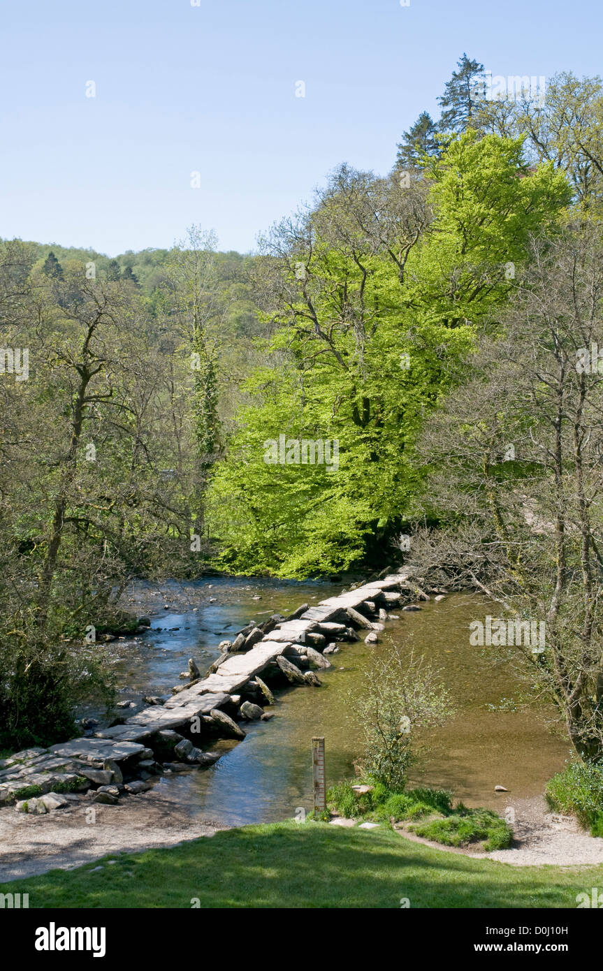 Tarr Steps ancient clapper bridge, Exmoor, Somerset Stock Photo - Alamy