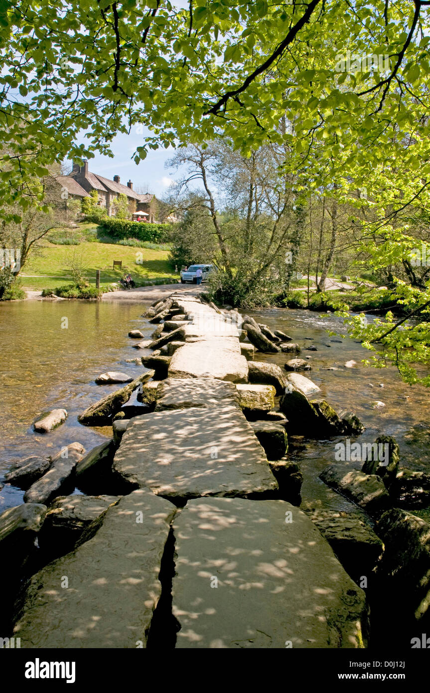 Tarr Steps ancient clapper bridge, Exmoor, Somerset Stock Photo - Alamy