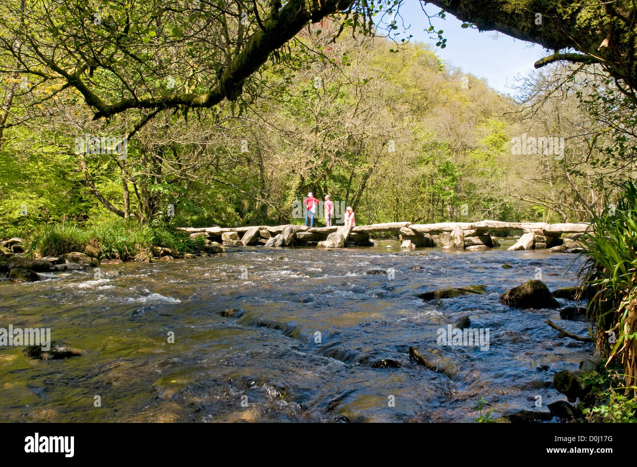 Tarr Steps ancient clapper bridge, Exmoor, Somerset Stock Photo - Alamy