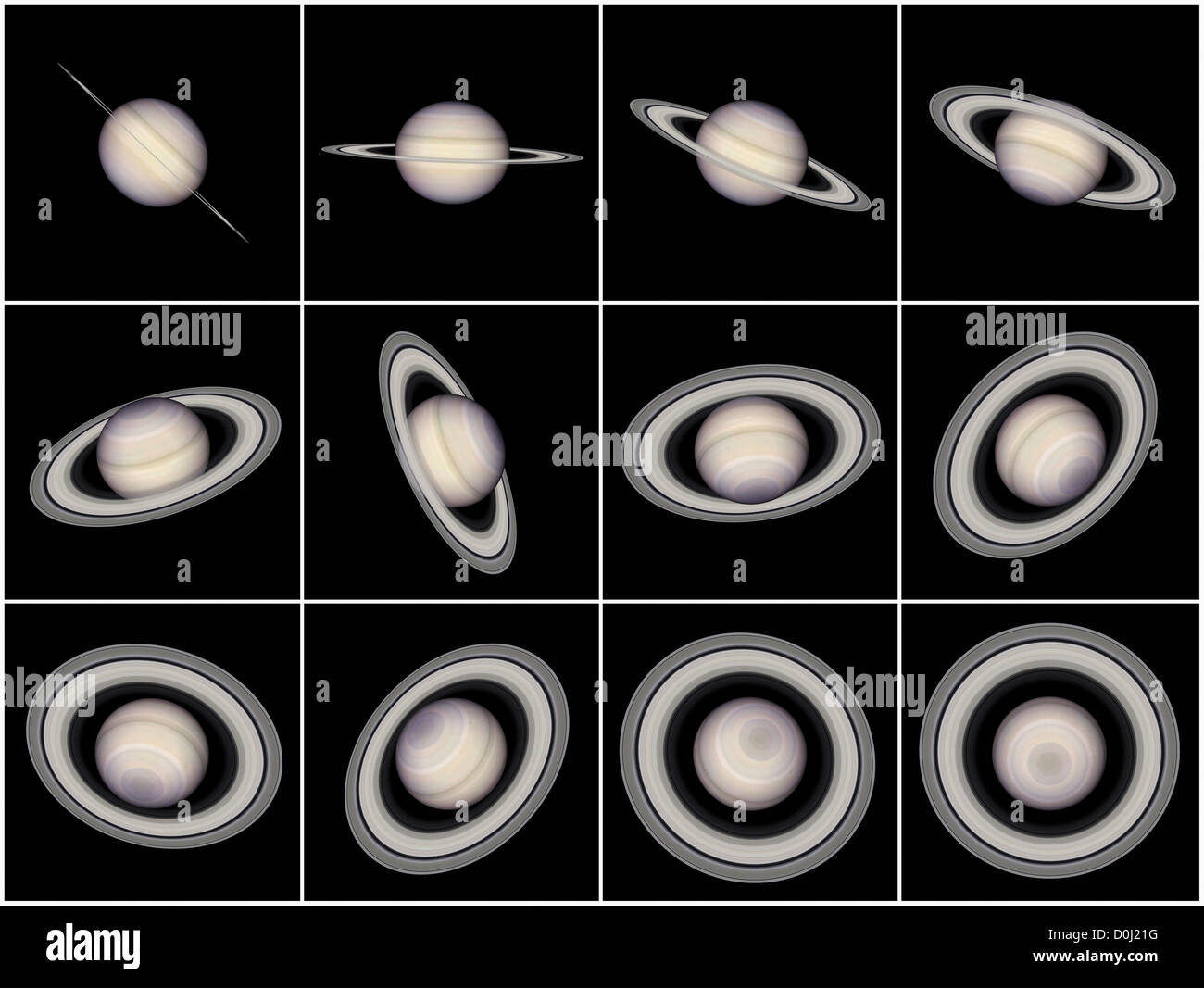 Digital Illustration of Saturn's Appearance From Different Angles Stock ...