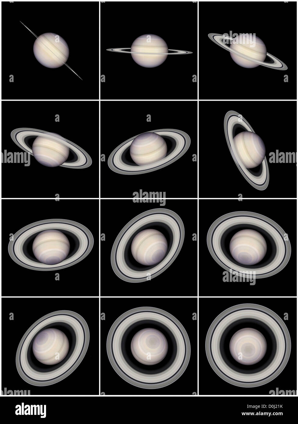 Digital Illustration of Saturn's Appearance From Different Angles Stock ...