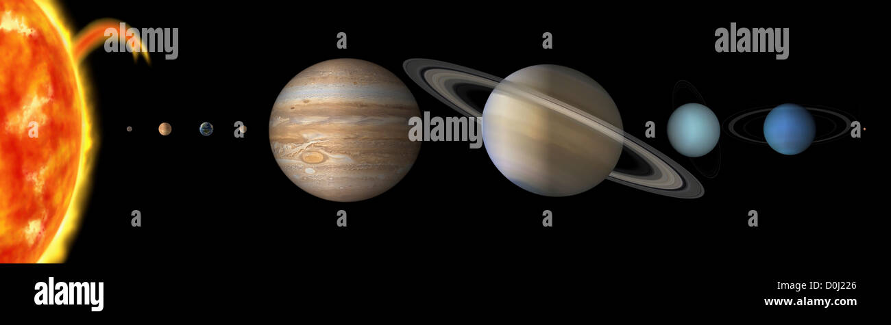 Digital Illustration of the Sun and Nine Planets of Our Solar System ...
