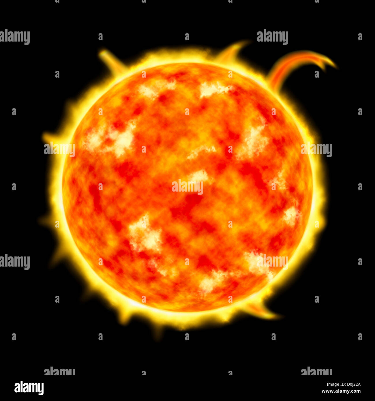 Digital Illustration of the Sun With Solar Flares Stock Photo - Alamy