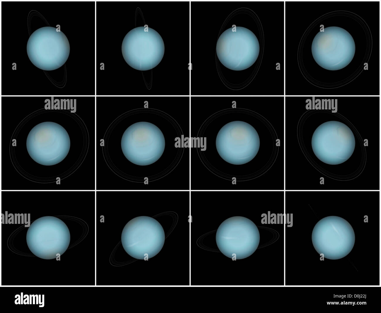 Digital Illustration of Uranus' Appearance From Different Angles Stock ...