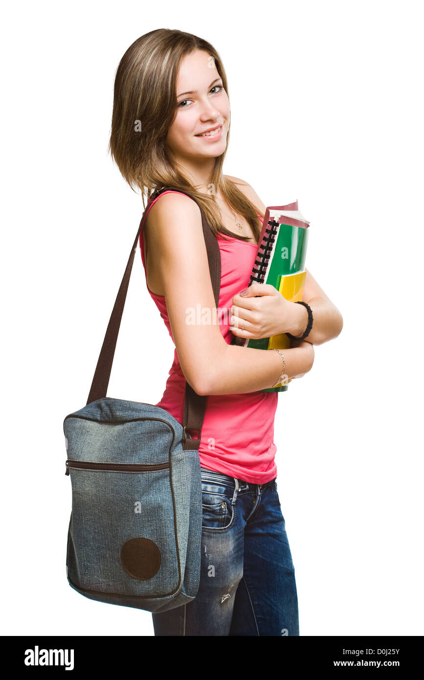 Portrait of a confident cheerful young student girl Stock Photo - Alamy